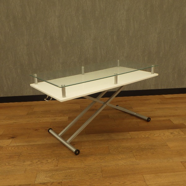 【楽天市場】【送料無料！】 昇降テーブル ホワイト ガラス天板 昇降テーブル 昇降テーブル 昇降式テーブル ダイニング テーブル 脚 高さ調節 ...