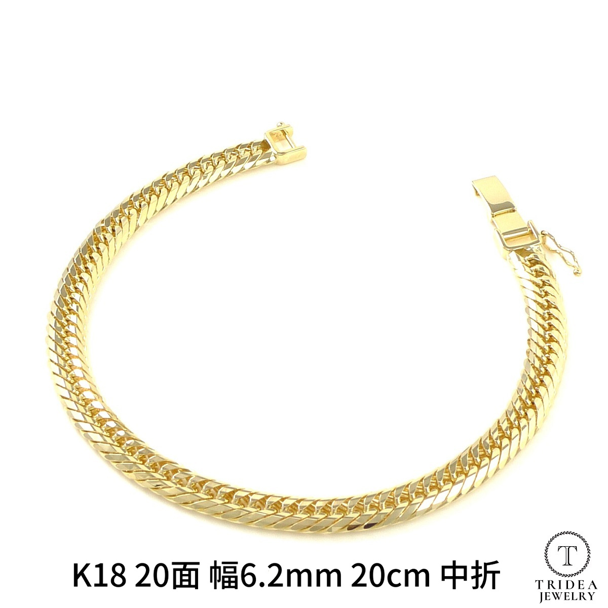 【楽天市場】【レビューキャンペーン対象】18金 20面 k18 トリプル 喜平 20cm 20g ブレスレット ゴールド 幅6.2mm 中折 造幣局検定 メンズ レディース K18：トラ ...