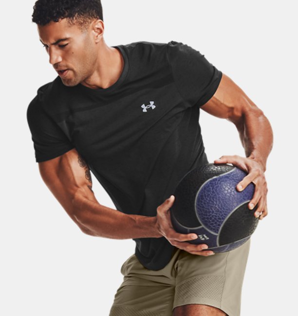 【楽天市場】アンダーアーマー メンズ Tシャツ Men's UA Seamless Short Sleeve - Black/Mod Gray ...