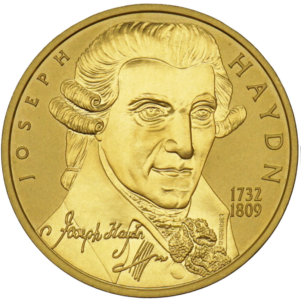 【楽天市場】【中古A/美品】 貨幣 K24 偉大な作曲家シリーズ ヨーゼフ・ハイドン 50ユーロプルーフ金貨 2004年 10.1g 純金 ...