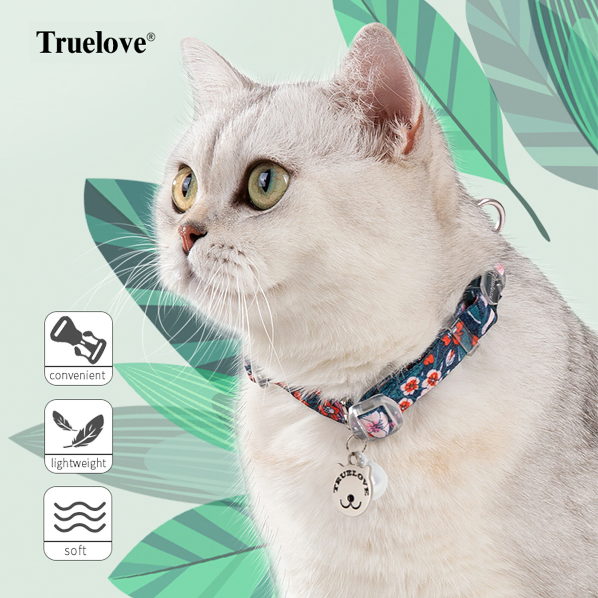 【楽天市場】【TRUELOVE】(=^・^=) 猫 首輪 かわいい 花柄 ソフト ナイロン ポリエステル 軽量 Truelove 伸びない 負担の少ない 簡単 にゃんチャーム ニャンベル 猫用 ...