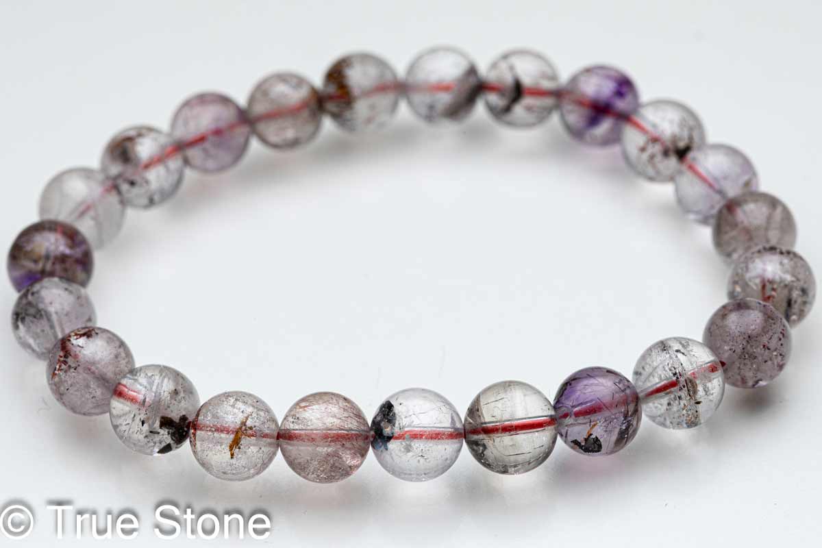 【楽天市場】スーパーセブン ブレスレット 7.4mm-7.9mm メロディーストーン セイクリッドセブン ルチル ゲーサイト アメジスト スモーキークォーツ：True Stone