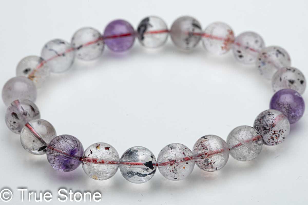 【楽天市場】スーパーセブン ブレスレット 9mm-9.3mm メロディーストーン セイクリッドセブン レピドクロサイト ゲーサイト アメジスト スモーキークォーツ：True Stone