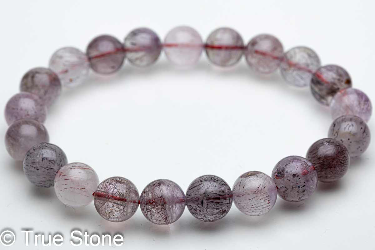 【楽天市場】スーパーセブン ブレスレット 8.9mm-9.4mm メロディーストーン セイクリッドセブン レピドクロサイト ゲーサイト アメジスト スモーキークォーツ：True Stone