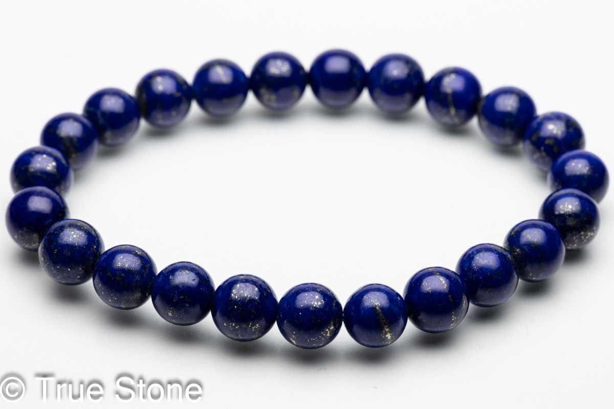 【楽天市場】AAAA 天然 ラピスラズリ ブレスレット 7.9mm-8.4mm 染色 着色 溶錬一切無し 正真正銘の本物：True Stone