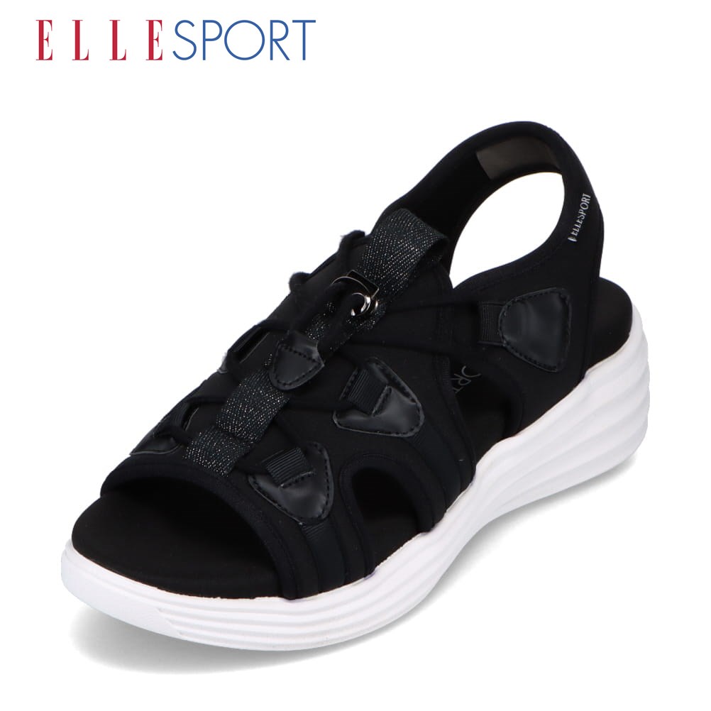 【楽天市場】エルスポーツ ELLE SPORT ESP12557A レディース靴 靴 シューズ 3E相当 スポーツサンダル スポサン 軽量 軽い ストレッチ素材 人気 ブランド ブラック SP ...