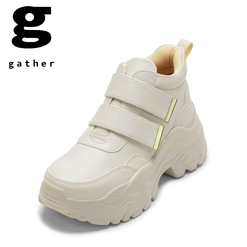 【楽天市場】ギャザー gather G-112 レディース靴 靴 シューズ 2E相当 スニーカー ハイカットスニーカー ボリュームソール 厚底 ...