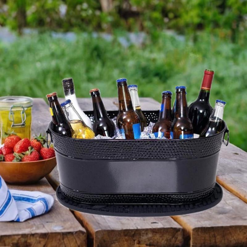 【楽天市場】亜鉛メッキタブアイスバケツアイスホルダー頑丈なポータブル軽量ワインバケツビールタブワイン冷却ドリンクシャンパンパーティー用 ...