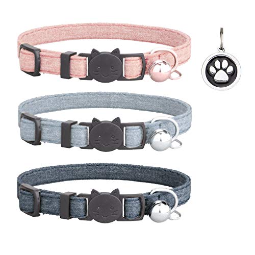 【楽天市場】猫 首輪 ネコ 猫用 首輪 子犬 迷子札付き 鈴付き セーフティバックル 可愛い 調整可能 軽量 ペット首輪 布 シンプル 3個 ...