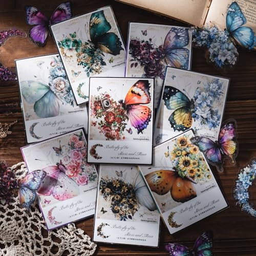 【楽天市場】Alideco 240枚 フレーク シール ステッカーコラージュ 素材 かわいい 蝶、花 PET 耐水性 韓国 シール帳 ，メモ ...