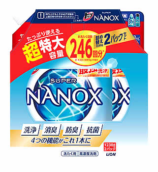 【楽天市場】ライオン トップ スーパーナノックス つめかえ用 超特大パック 2個 (1230g×2個) 詰め替え用 NANOX 洗濯洗剤 液体：ツルハドラッグ