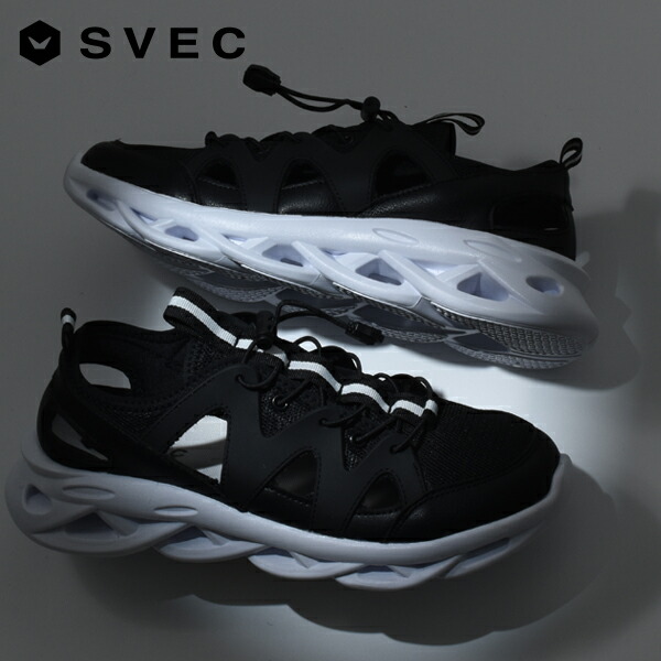 【楽天市場】スニーカー メンズ 黒 おしゃれ ブランド SVEC シュベック 靴紐 結ばない スニーカーサンダル 厚底 厚底スニーカー グルカスニーカー 軽量 軽い 通気性 メッシュ 涼しい ...