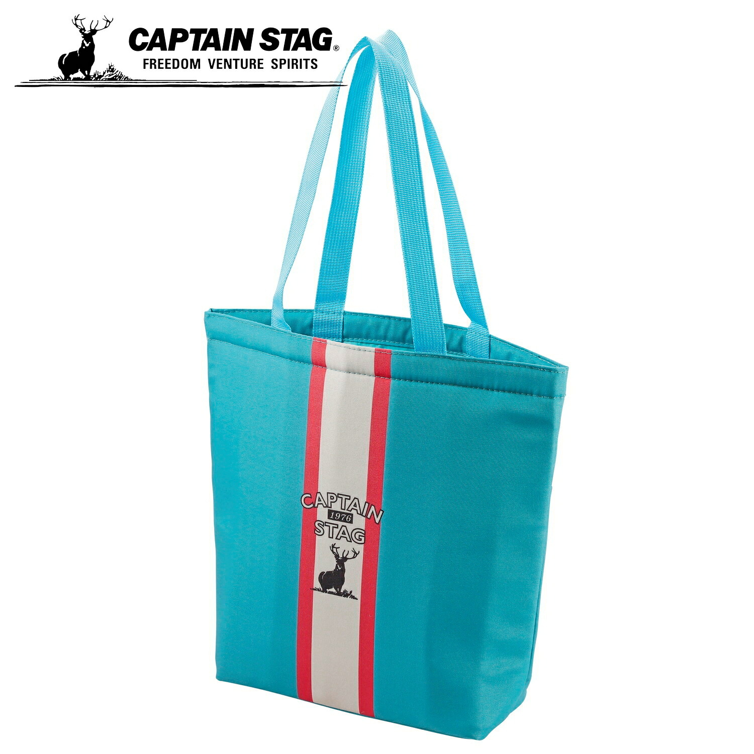 【楽天市場】キャプテンスタッグ(CAPTAIN STAG) 保冷バッグ クーラーバッグ トートクーラーバッグ 容量6L 巾着式 ターコイズ/レーシングストライプ UE-676：TTC楽天市場店
