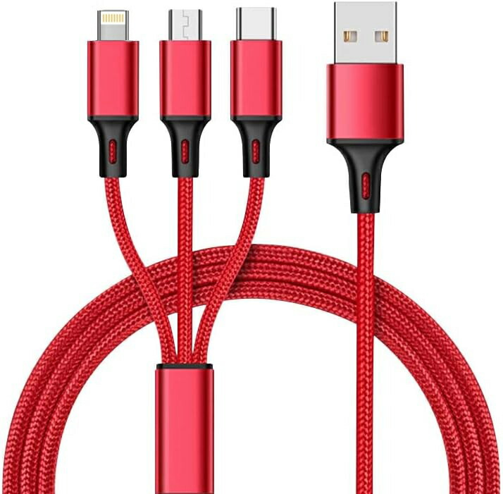 【楽天市場】【送料無料】USB充電ケーブル 3in1 iPhone Android Type-C lighting micro-b 急速充電 ...