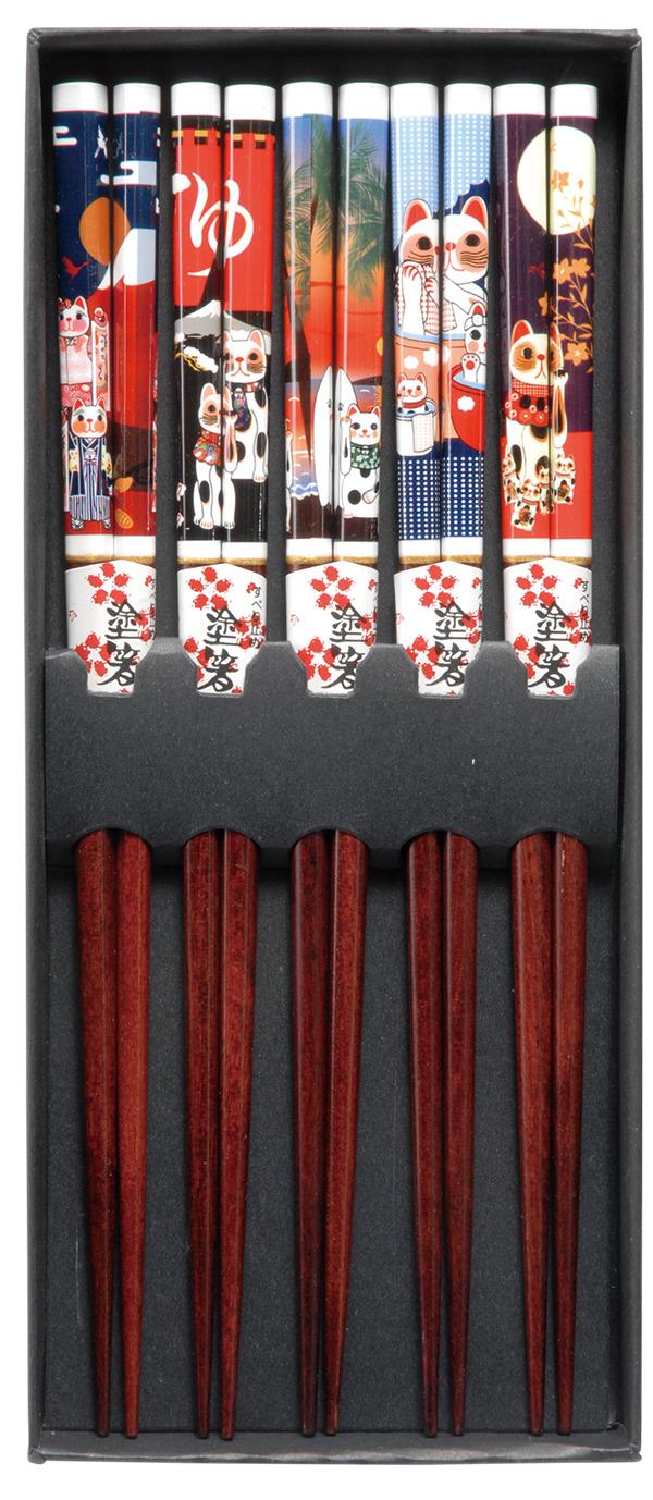 【楽天市場】[ メール便 送料無料] 若兆 5膳箸セット 招き猫 G162：TSUHAN BUGYO