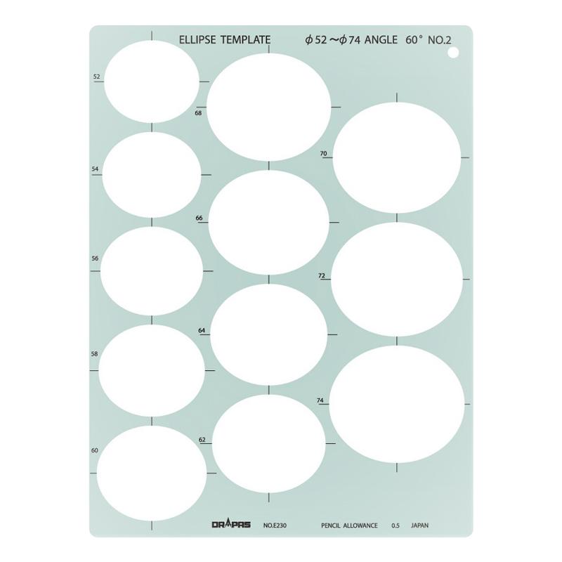 【楽天市場】【送料無料】ドラパス テンプレート E230 楕円定規 60゜ NO.2：通販奉行