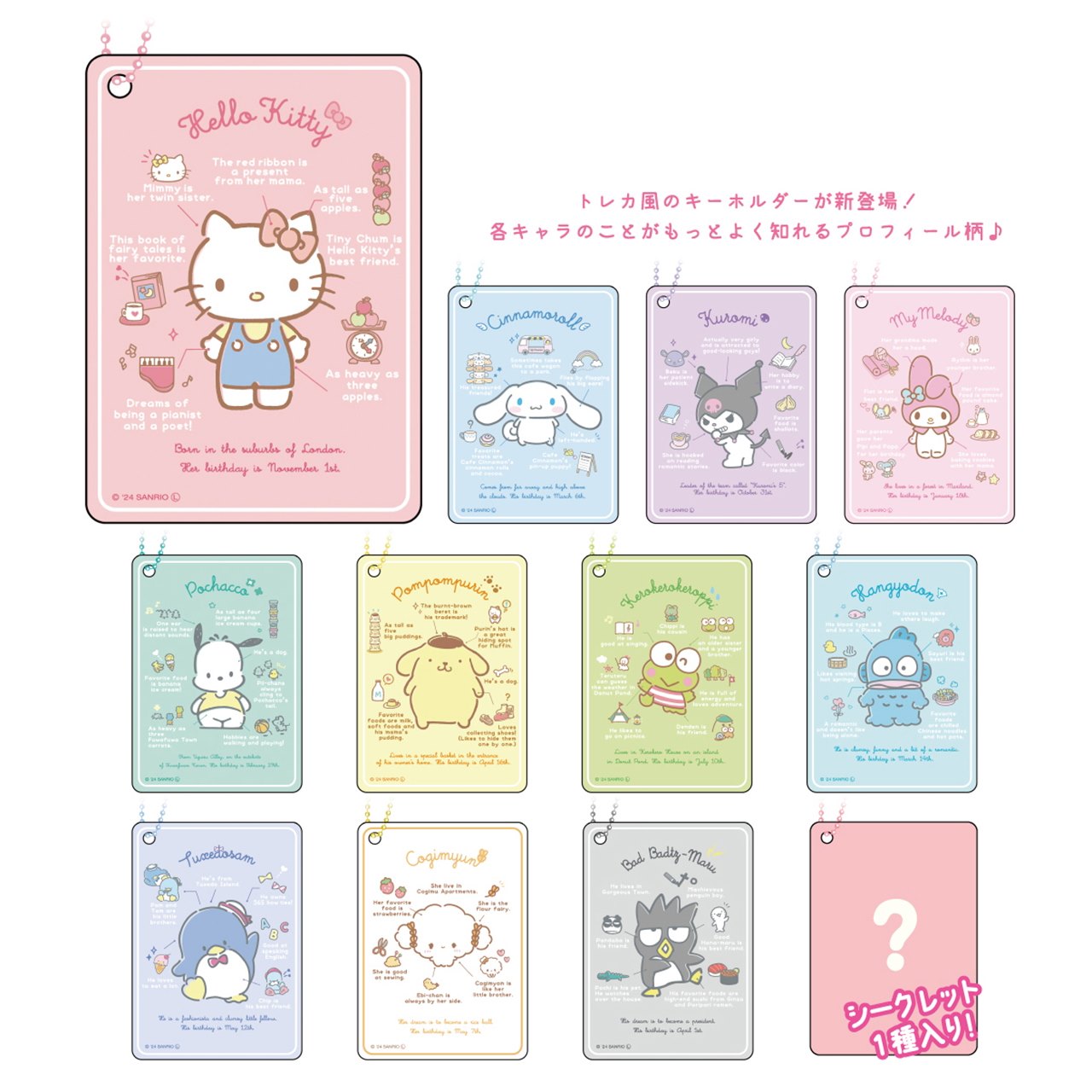 【楽天市場】【ロット販売】 【12入】 サンリオクリアカードキーホルダープロフィール(TD)：誕プレ雑貨 Tvoos