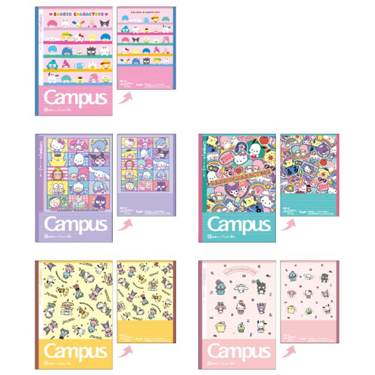 【楽天市場】キャンパスノートA罫5冊パックサンリオキャラクターズ：誕プレ雑貨 Tvoos