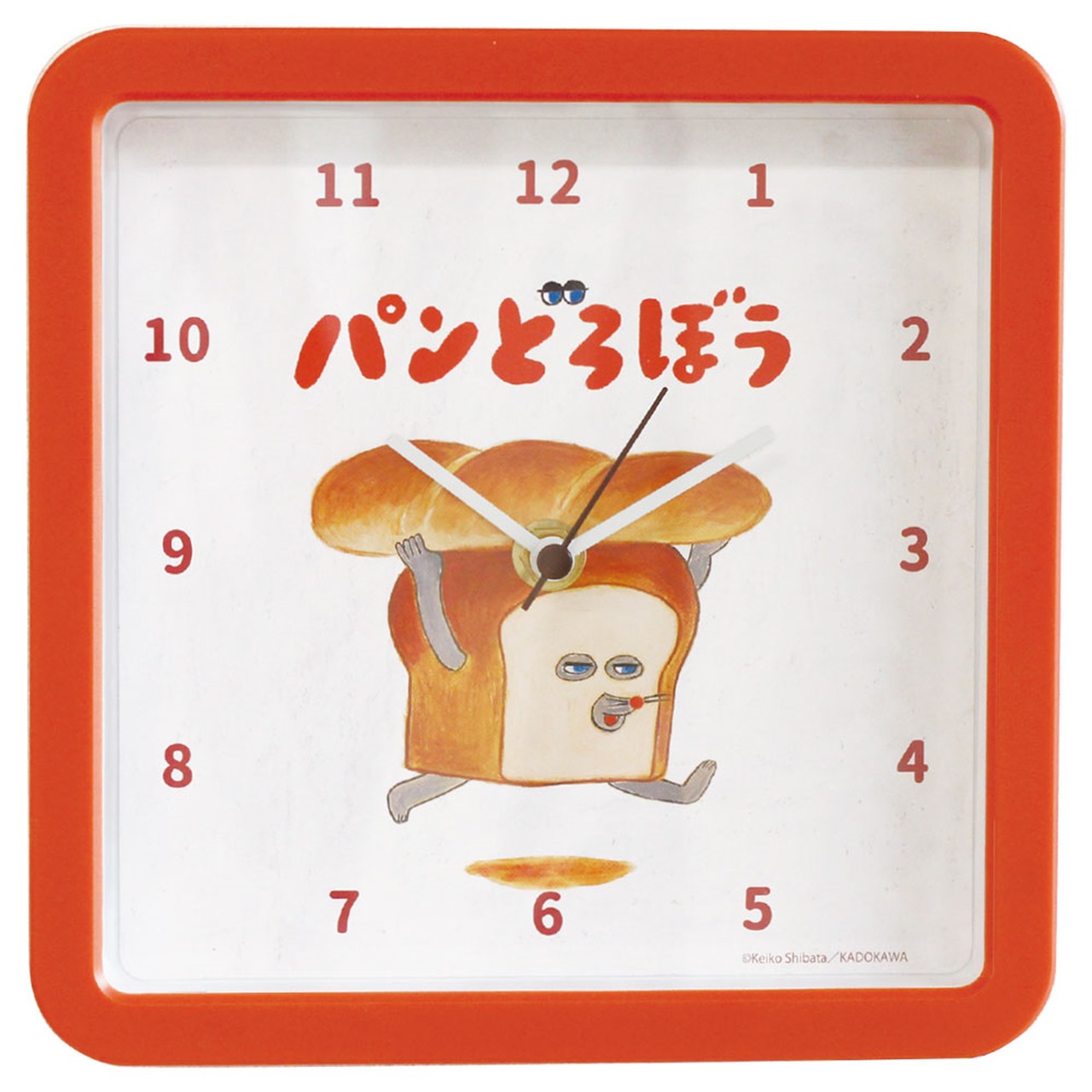 【楽天市場】パンどろぼうスクエアウォールクロック レッド：誕プレ雑貨 Tvoos