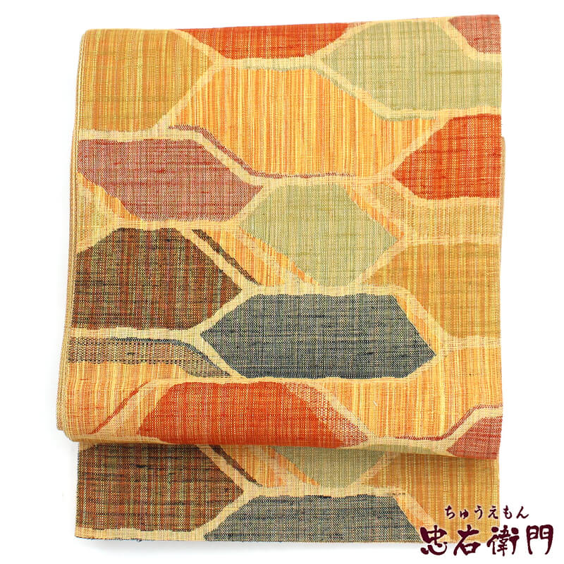 【楽天市場】【中古】 京袋帯 リサイクル レディース 正絹 黄色 青 緑 抽象柄 長さ365cm 幅30.5cm 仕立て上がり帯 リサイクル帯 あす楽対応：ビスコンティ＆きもの忠右衛門