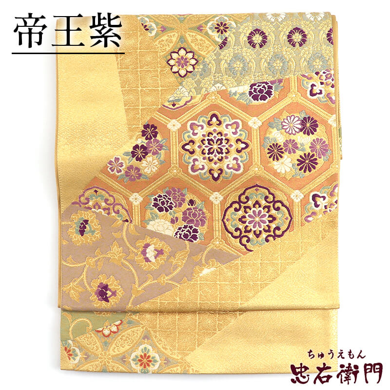 【楽天市場】【中古】 袋帯 フォーマル ふくろ帯 リサイクル レディース 正絹 じゅらく 帝王紫 金 長さ438cm 幅31cm 仕立て上がり帯 リサイクル帯 送料無料 即日発送：ビスコンティ ...