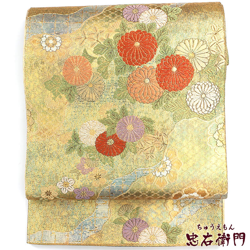 【楽天市場】【中古】 袋帯 礼装用 リサイクル レディース 正絹 ゴールド 菊 道長取り 長さ438cm 幅31cm 仕立て上がり帯 フォーマル 留袖向き リサイクル帯 送料無料 即日発送 ...