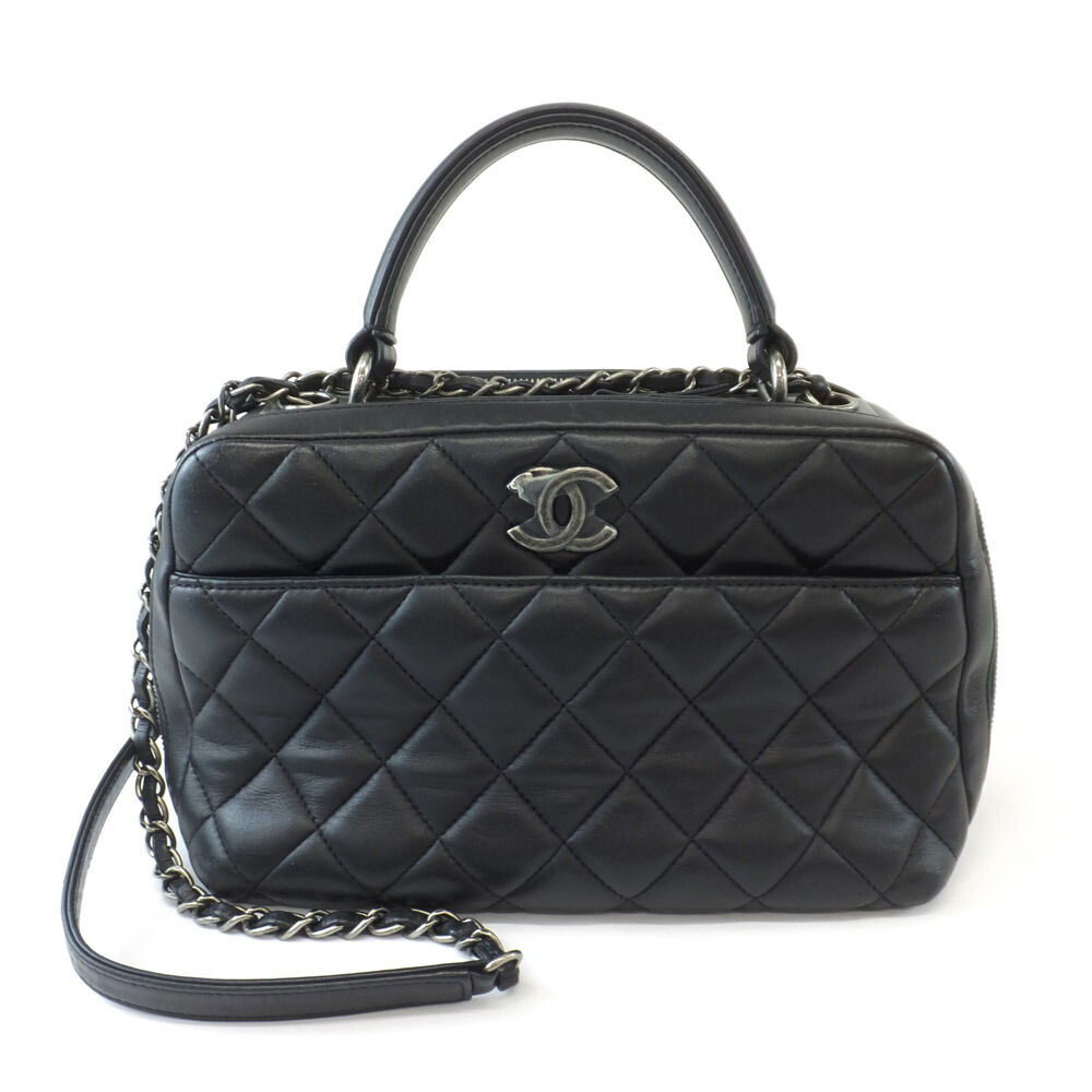 【楽天市場】【天白】【CHANEL】シャネル トレンディCC 2WAYショルダーバッグ ブラック メタル金具 レザー チェーンストラップ トップハンドル レッド裏地 レディース 鞄【中古】：質ウエダ