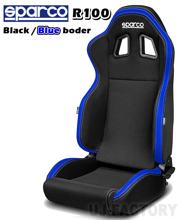 【楽天市場】sparco（スパルコ） セミバケットシート R100J★ ブラック×ブルーボーダー リクライニングバケットシート ...