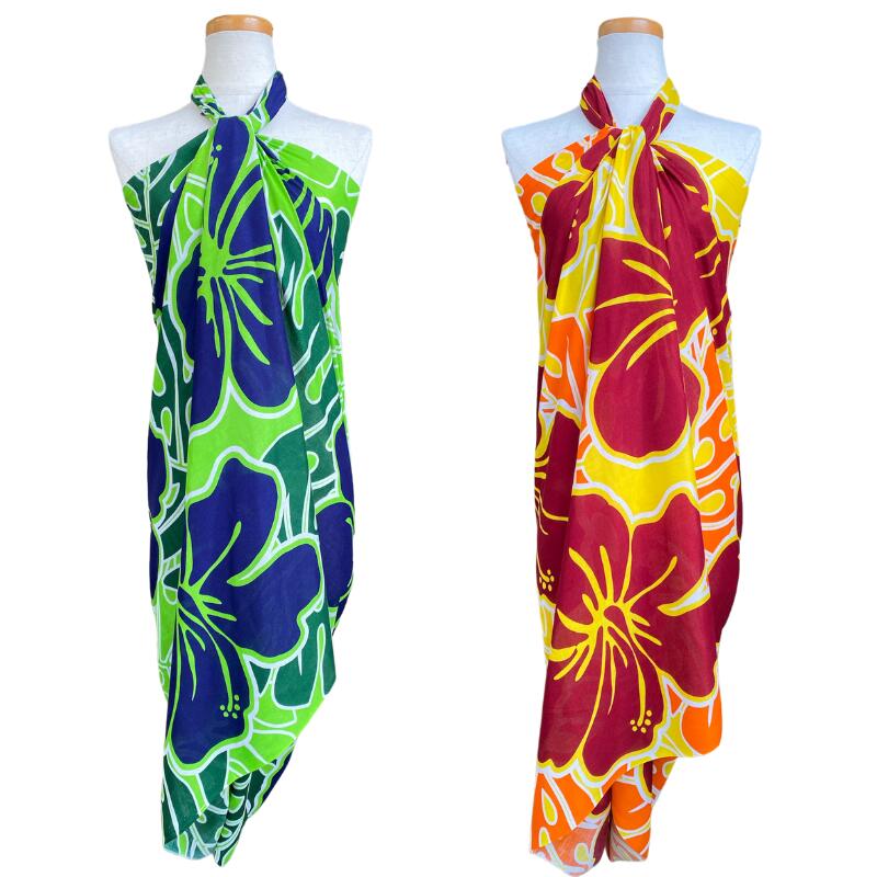 【楽天市場】フリンジ付パレオ 大判パレオISLAND PAREO(HIBISCUS 12)全5色 レーヨン製 160cm×110cm：ULU ...