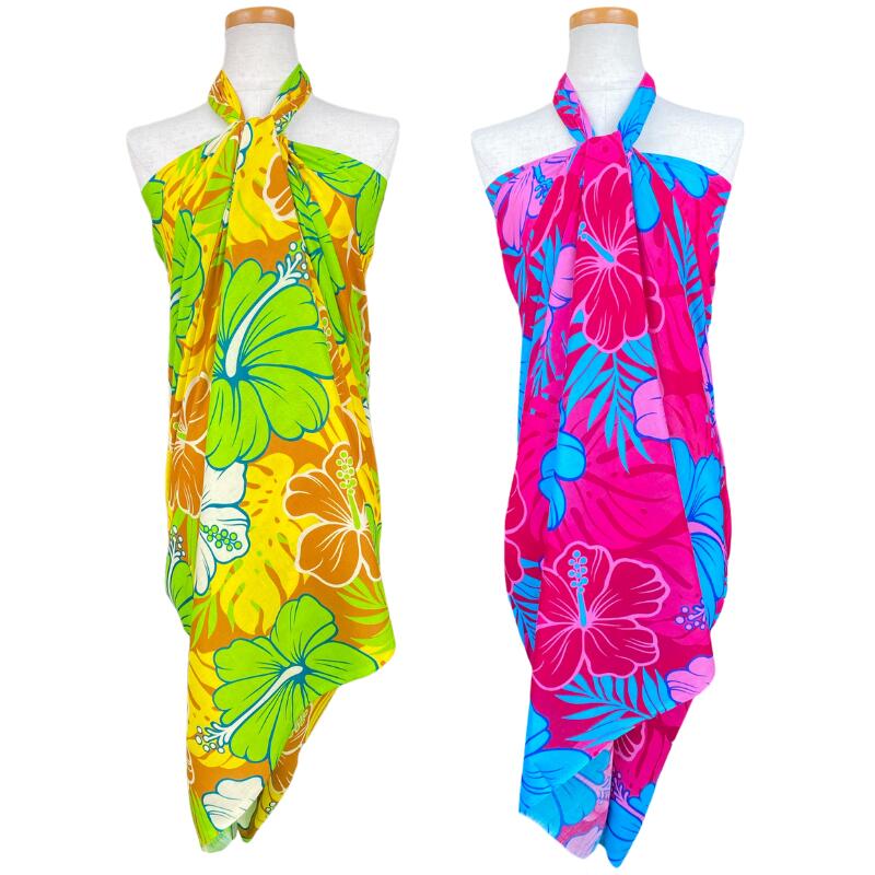 【楽天市場】フリンジ付パレオ 大判パレオISLAND PAREO(HIBISCUS 15)全6色 レーヨン製 160cm×110cm：ULU ...