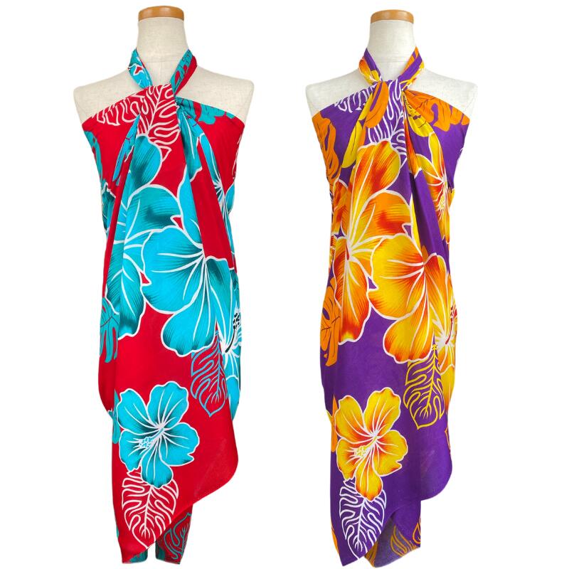 【楽天市場】フリンジ付パレオ 大判パレオISLAND PAREO(HIBISCUS 16)全6色 レーヨン製 160cm×110cm：ULU ...