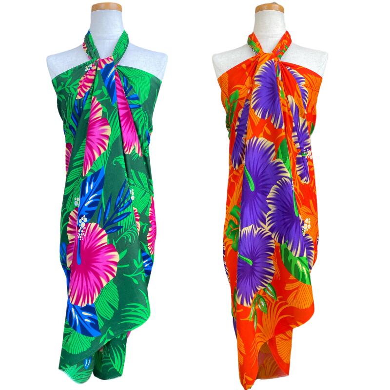 【楽天市場】フリンジ付パレオ 大判パレオISLAND PAREO(HIBISCUS 17)全6色 レーヨン製 160cm×110cm：ULU ...