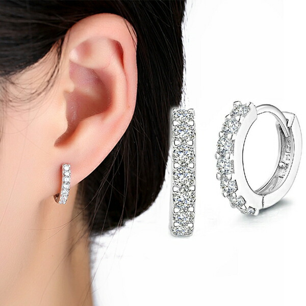 【楽天市場】ミニジルコンリングピアス フープピアス レディース メンズ シルバー プラチナ仕上げ：雲柱堂 楽天市場店