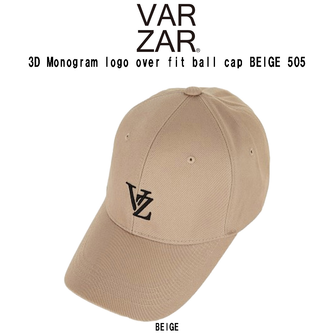 【楽天市場】(SALE)VARZAR(バザール)キャップ 帽子 ワンポイント 刺繍 ロゴ オーバーフィット ユニセックス 3D Monogram logo over fit ball cap ...