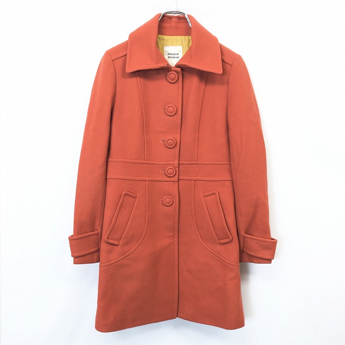 【楽天市場】【中古】MINIMUM MINIMUM ミニマムミニマム 2 レディース Aライン ステンカラー コート ボタン留め 裏地付き 長袖 ウール×ナイロン オレンジ系：Undo ...