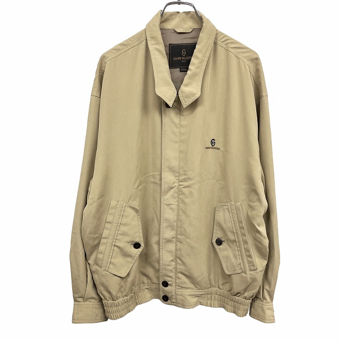 【楽天市場】【中古】ジャンニバレンチノ GIANNI VALENTINO 薄手 ブルゾン ジャケット 背中の肩回りにのみ裏地付き 長袖 刺繍 ポリ100% LL XL ベージュ メンズ ...