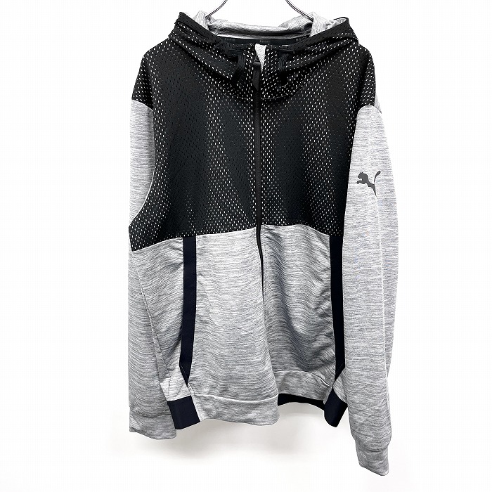 【楽天市場】【中古】PUMA - M メンズ 薄手 パーカー カットソージャケット 一部メッシュ 長袖 ポリエステル×ポリウレタン ヘザーグレー×ブラック 杢グレー：Undo Rowa 楽天市場店