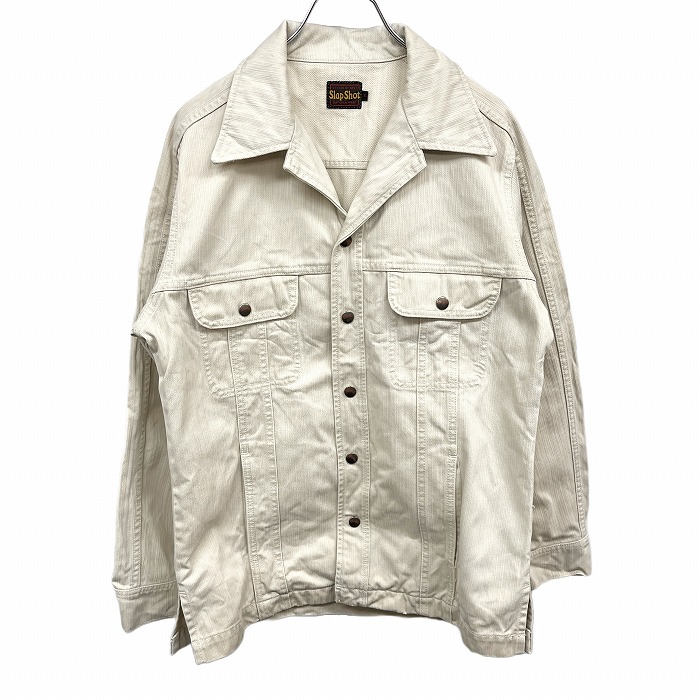 【楽天市場】【中古】ローズバッド|スラップショット トラッカージャケット オープンカラー ドットボタン留め 長袖 日本製 綿100% S ライトベージュ メンズ：Undo Rowa 楽天市場店