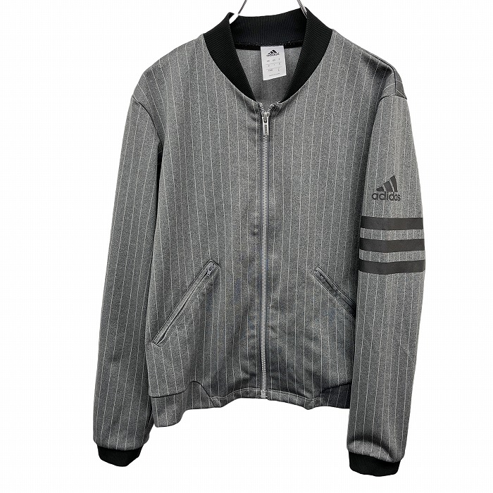 【楽天市場】【中古】アディダス adidas climalite ブルゾン カットソージャケット ストライプ 長袖 裏地無し ポリ100% S ヘザーグレー 杢グレー×黒 レディース：Undo ...