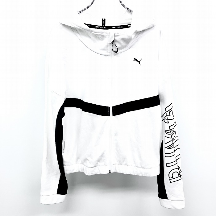 【楽天市場】【中古】PUMA TRAINING プーマ M レディース 女性 ショート丈 ジップパーカー ロゴプリント ハイネックフード 長袖 綿×ポリ ホワイト×ブラック 白：Undo ...