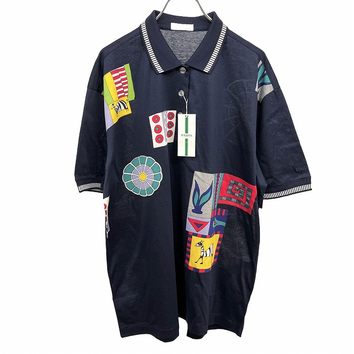【楽天市場】パリス リゾートファッション 【新品】PARIS RESORT FASHION ポロシャツ Tシャツ生地 半袖 リゾート柄 綿100% LL ネイビー レディース：Undo ...