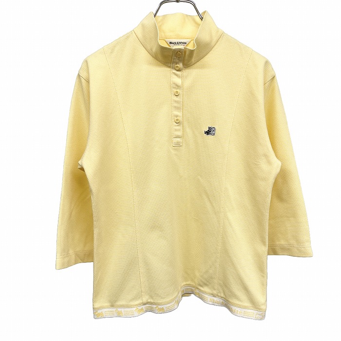 【楽天市場】【中古】ブラックアンドホワイト ゴルフ ハイネックポロシャツ 鹿の子 犬の刺繍 7分袖 日本製 ナイロン×綿×ポリ M イエロー 黄×白 レディース：Undo Rowa 楽天市場店