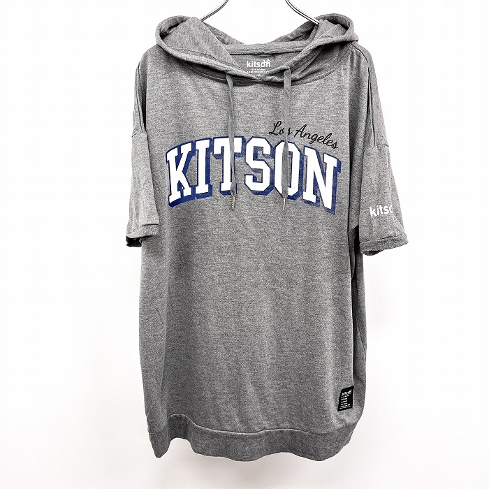 【楽天市場】【中古】Kitson - LL XL レディース 薄手 プルオーバー パーカー Tシャツ生地 半袖 ポリ×レーヨン ヘザーグレー× ...