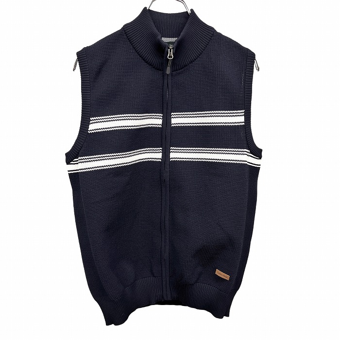 【楽天市場】【中古】ゴールデンベア カットソーベスト ジップアップ ノースリーブ ワッフル生地 ボーダー ポリ100% M ネイビー 紺×白 メンズ(レディース？)：Undo Rowa 楽天市場店