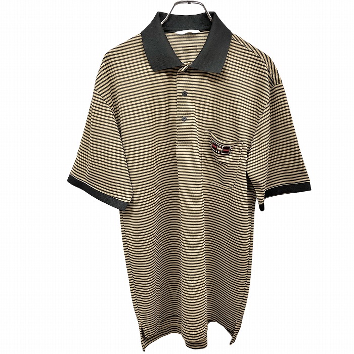 【楽天市場】【中古】マスターズ MASTERS ゴルフ ポロシャツ ボーダー ラバーのロゴパッチ 半袖 胸ポケット ポリ100% S ブラウン 茶×チャコール メンズ：Undo Rowa 楽天市場店