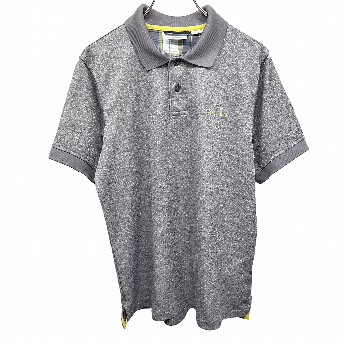 【楽天市場】【中古】コロンビア Columbia ポロシャツ ドット柄 ロゴ刺繍 ポケット無し 半袖 ポリ100% S ヘザーグレー 杢グレー×シルバー×緑 メンズ：Undo Rowa 楽天市場店