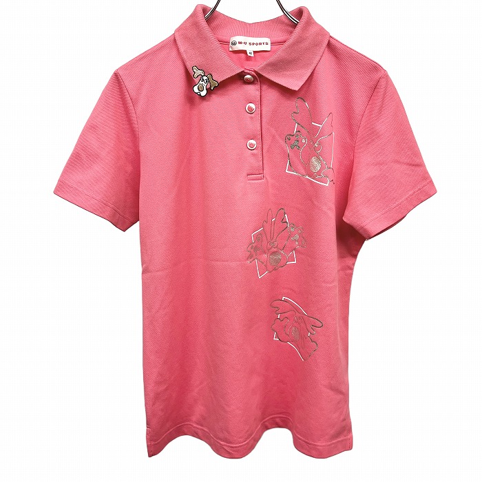 【楽天市場】【中古】エムユースポーツ M・U SPORTS ゴルフ ポロシャツ 鹿の子 犬 刺繍 プリント 半袖 ポリ×綿など 42 ピンク ピンク×シルバー×茶 レディース：Undo ...