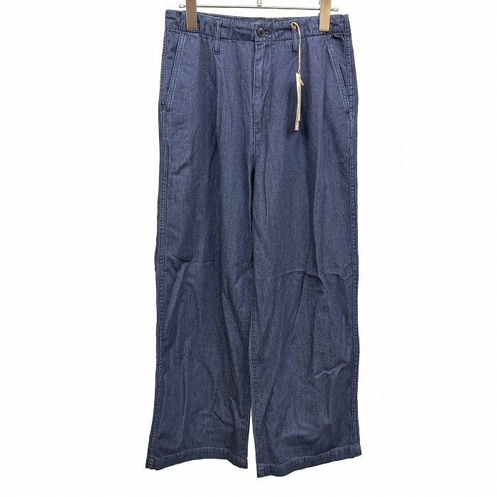 【楽天市場】【新品】無印良品 ライトオンスデニム タックワイドパンツ ジーンズ ストレート 無地 ジップフライ 綿100% M ブルー 青 ...