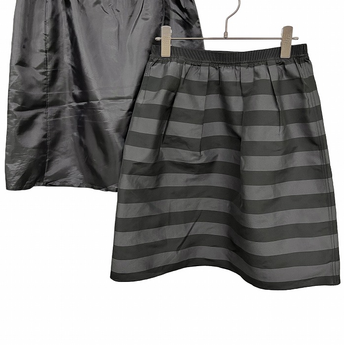 【楽天市場】【中古】スピックアンドスパン Spick ＆ Span ひざ丈スカート ボーダー ウエストゴム ペチコート付き ポリ100% ブラック 黒×グレー系 レディース：Undo Rowa ...