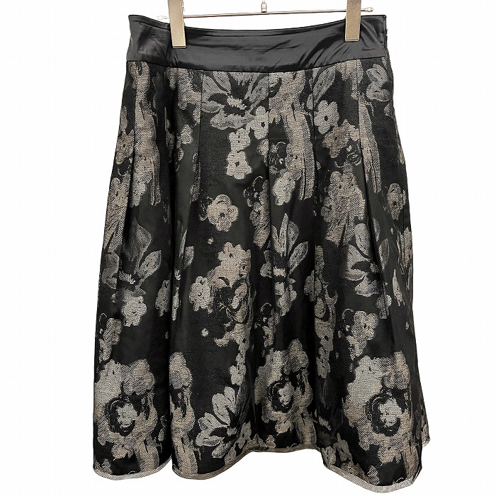 【楽天市場】【中古】HIROKO BIS HIROKO KOSHINO パネルスカート メッシュ 花柄 裏地付き ポリなど LL XL (13AB) ブラック 黒×ベージュ×グレー系 ...